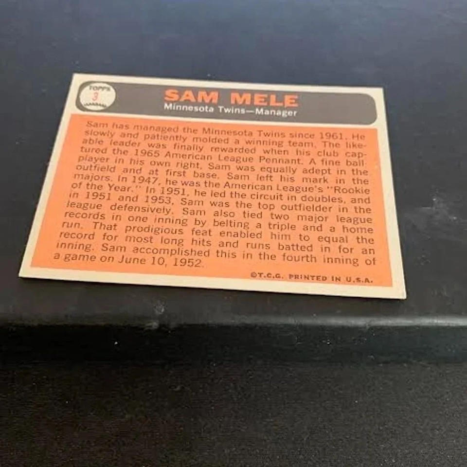 1966 Topps #3 Sam Mele Manager Minnesota Twins | eBay