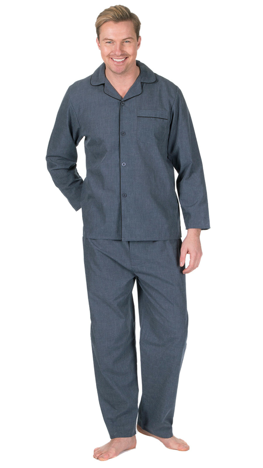 Mens Plain Traditional Woven Pyjamas Set Sleeping Nightwear Pjs M-XXL ...