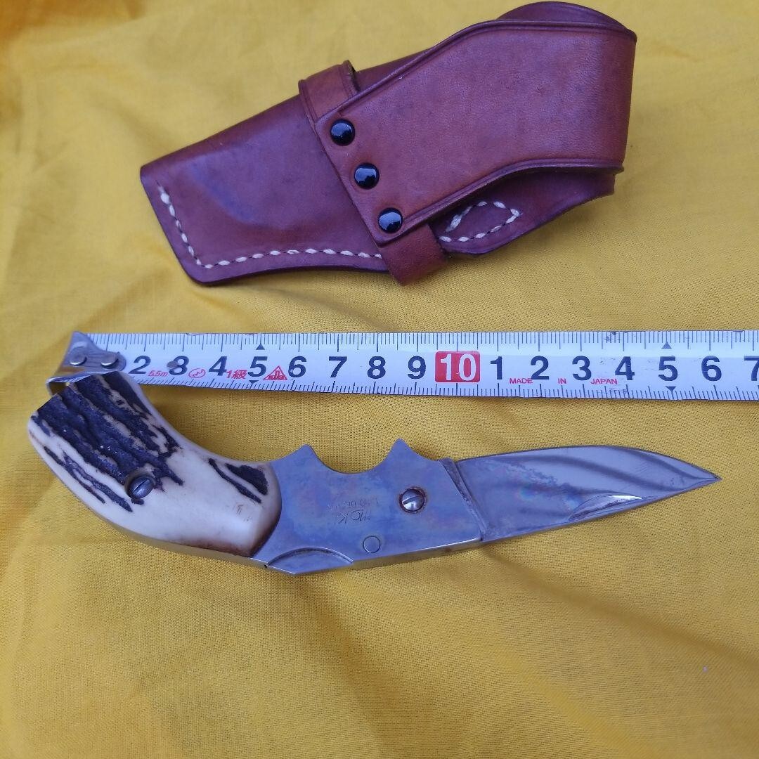 MOKI Gunblade Hiro Design Deer Antler Folding Knife Kaicut PAT.593267 ...