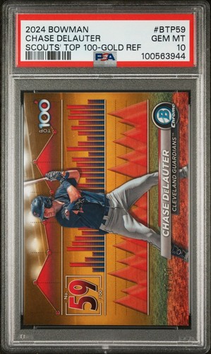 2024 Bowman Chrome #BTP-59 Chase Delauter Gold Refractor /50 Top 100 ...
