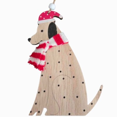 Set of 3 SPOTTY DOG XL wooden CHRISTMAS TREE DECORATIONS or GIFT TAGS ...