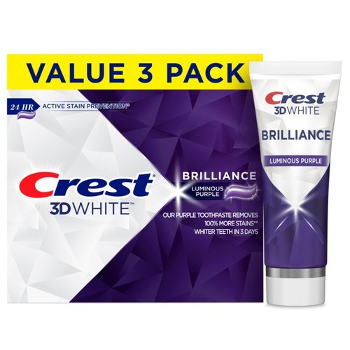 Crest 3D White Brilliance Luminous Purple Whiten Toothpaste Pack of 3 ...