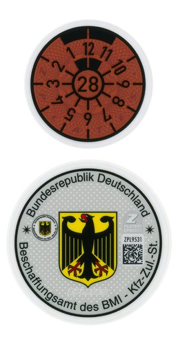 Police German License Plate Registration Seal & Inspection Sticker Set ...