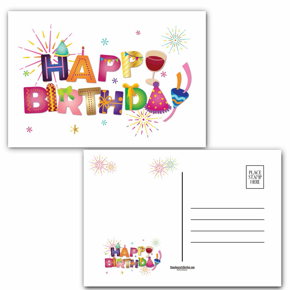 Assorted Happy Birthday Postcards - 4 x 6 Postcards 40 Total - B17121 ...
