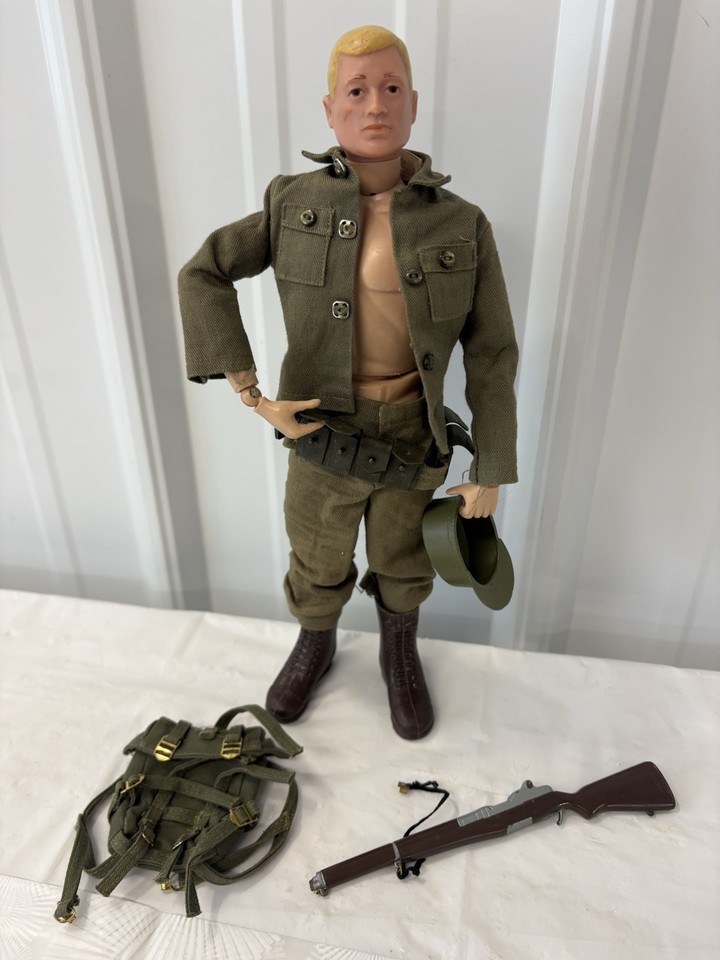 VINTAGE GI JOE HASBRO BLONDE HAIR 1964 Made In USA TM Scar Hat Boots ...