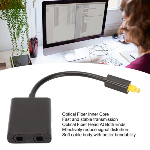 Optical Cable Splitter 1 in 2 Out Surround Sound Digital Optical Fiber ...