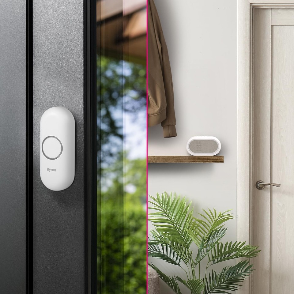 Byron Wireless Doorbell Set – Multi-Colour Visual Alert – Mute Function ...