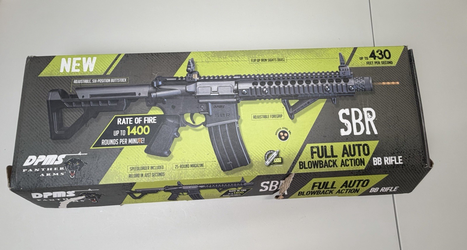 DPMS Panther Arms SBR CO2 Full Auto BB Air Rifle Black Model DSBR Open Box