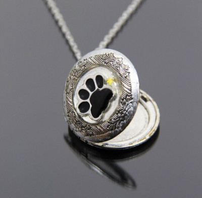 Pet Memorial Locket Necklace Cat Paw Pendant Medallion Pet Loss Jewelry ...