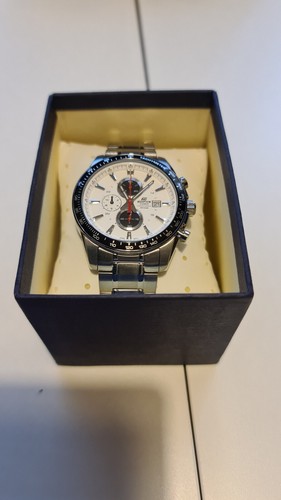 Rare White Casio Chronograph Watch Edifice 2328 Stainless Steel | eBay