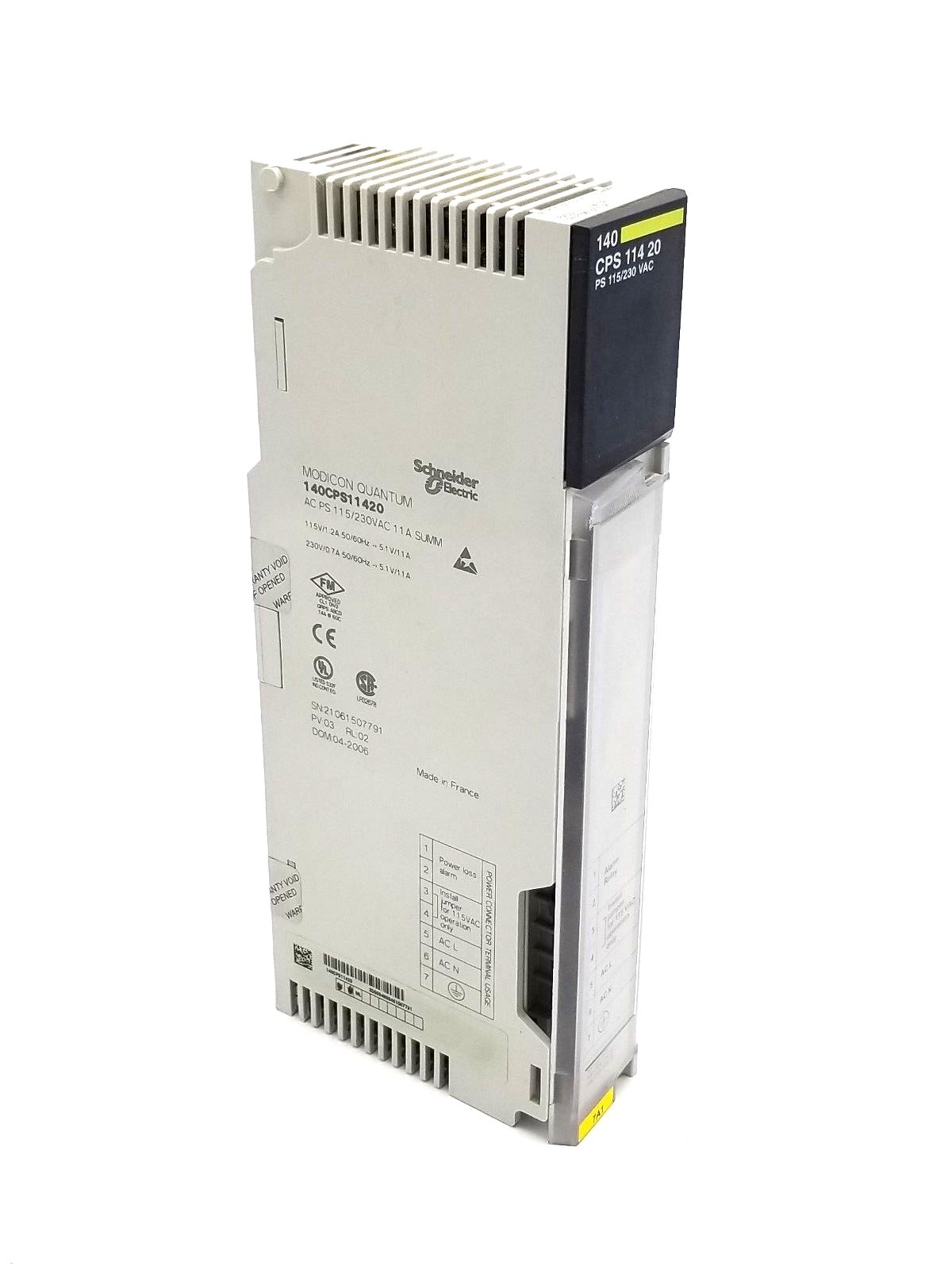 SCHNEIDER MODICON QUANTUM 140-CPS-114-20 PV:03 RL:02 AC POWER SUPPLY ...