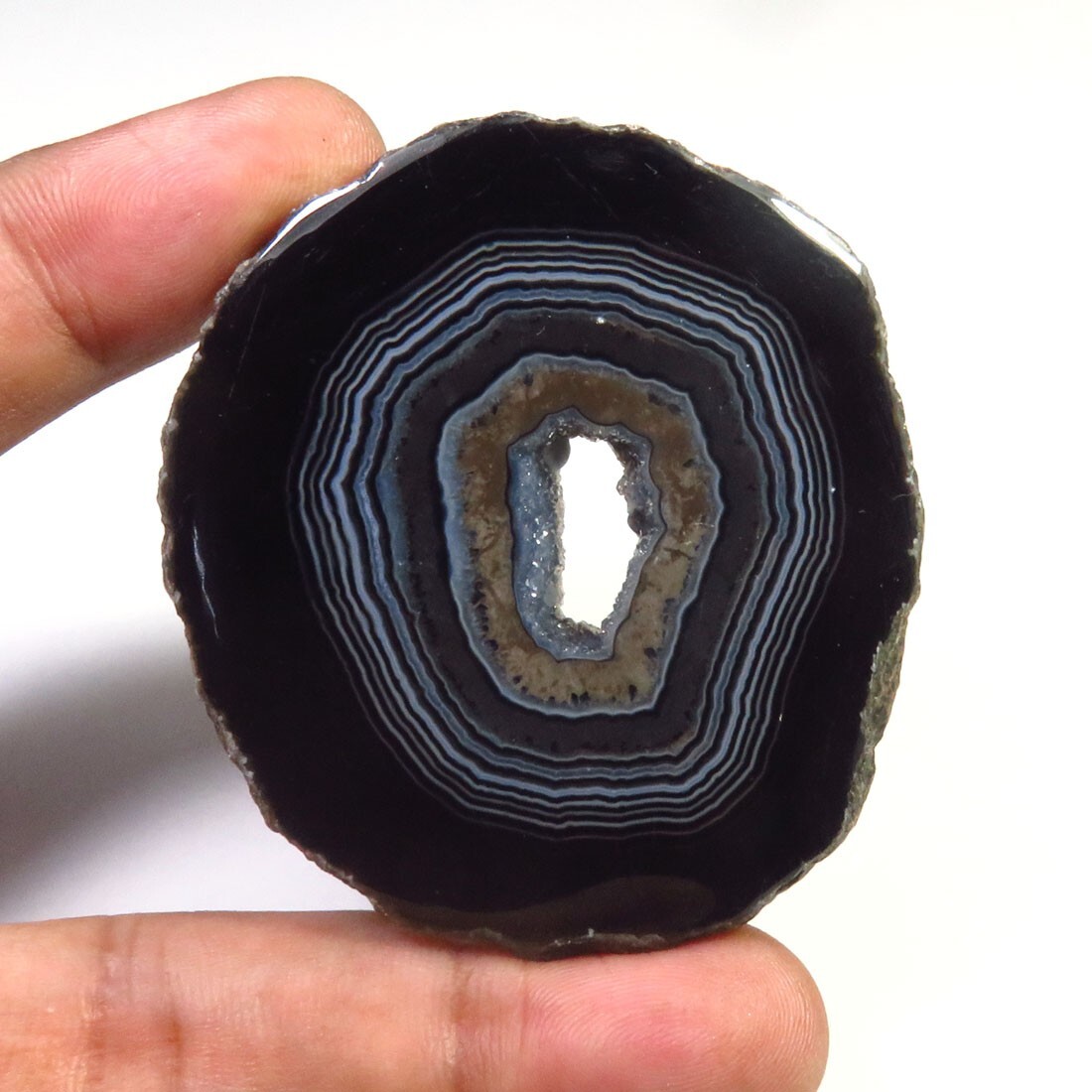 Natural Agate Geode Gems Smooth Black Slice Cabochon 142 Cts 56x51 mm ...