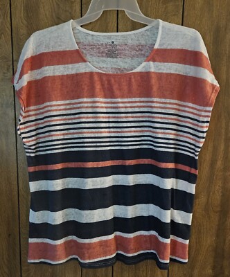 Sunday Brand Womens Sz 2X LightWeight Scoop Neck Sweater Coral/Black ...