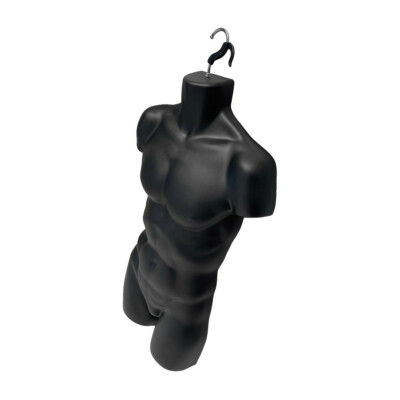 34"H, Male Torso Plastic Hanging Mannequin Body Form Black Half Round ...
