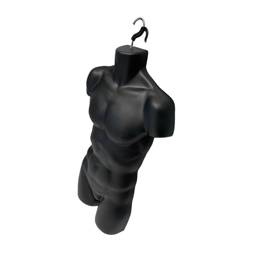34"H, Male Torso Plastic Hanging Mannequin Body Form Black Half Round ...