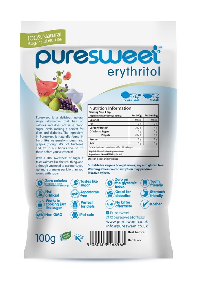 Puresweet Premium Quality 100% Natural Erythritol Zero Calorie ...