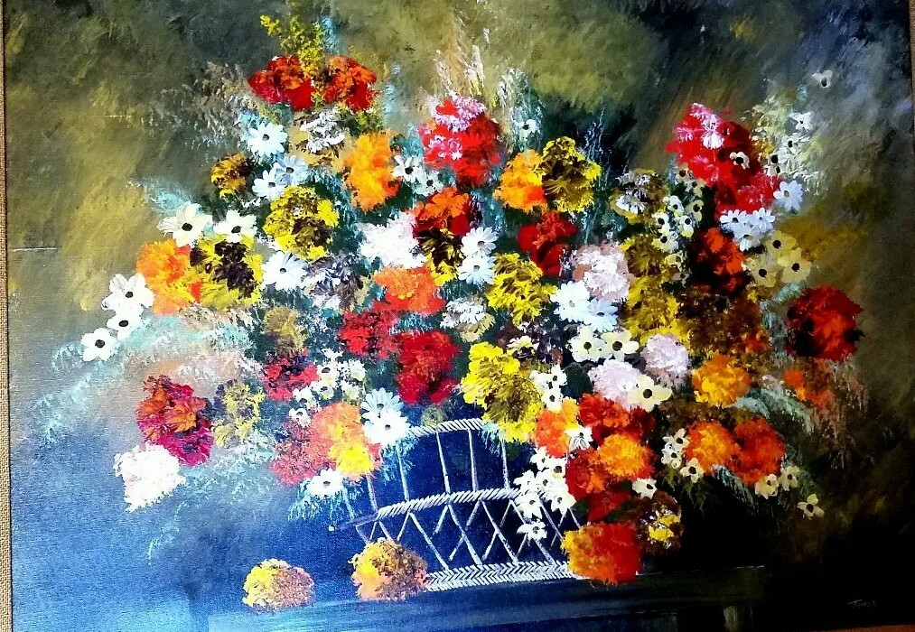 Mid century original Thomas Pell oil painting on canvas 46×36 Autumn ...