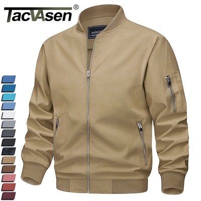 Men's Lightweight Bomber Jacket Baseball Coat Full-Zip Casual Spring ...