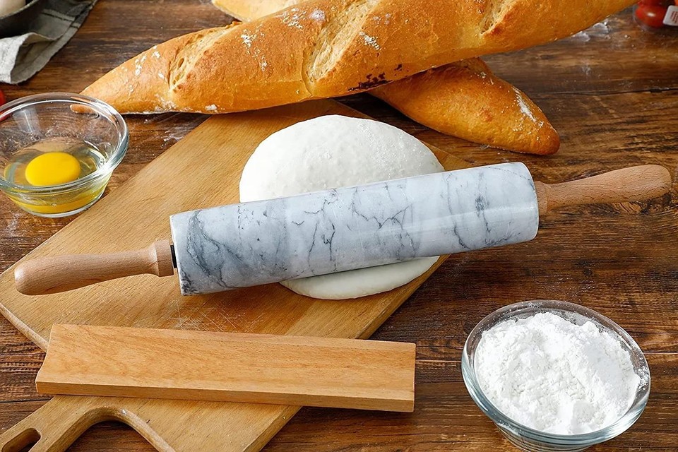 PROFESSIONAL SOLID ROLLING PIN LUXURY NON-STICK MARBLE ROLLING PIN NEW ...