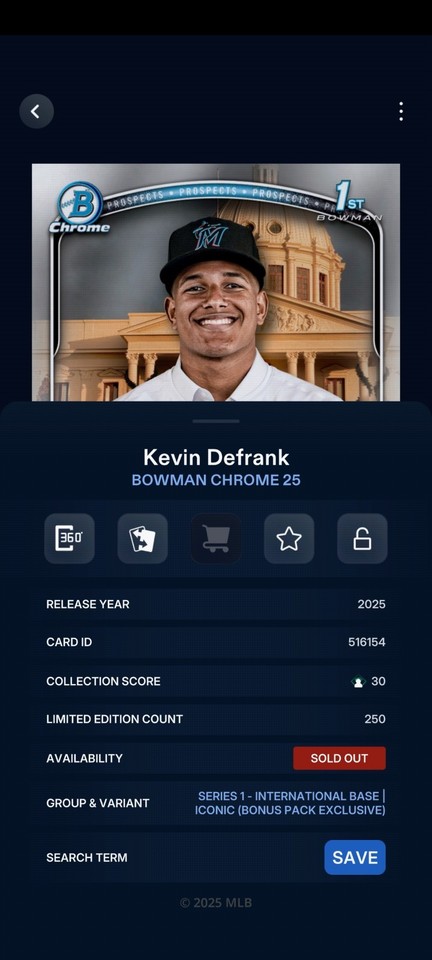 Topps Bunt Bowman Chrome 25 Kevin Defrank International Iconic DIGITAL ...