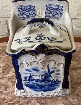 DELFT BLUE PORCELAIN WALL MOUNT SALT CELLAR WITH LID WINDMILL 6,5" | eBay