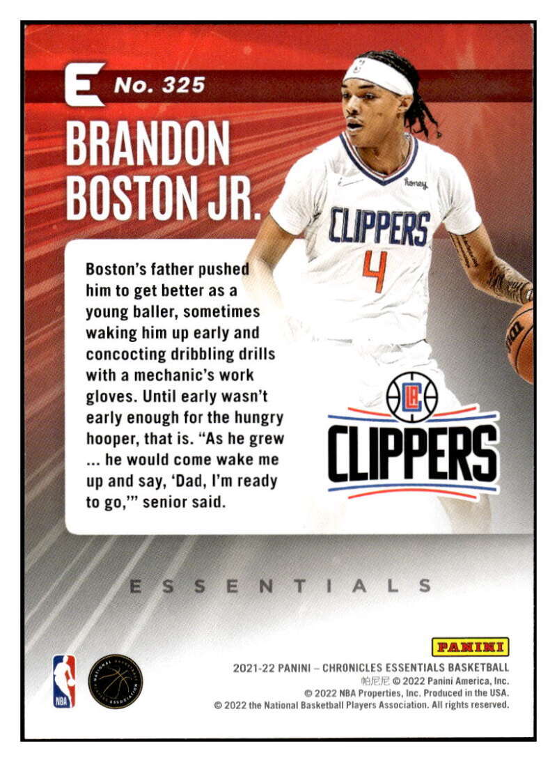 BRANDON BOSTON JR. RC 2021-22 Panini Chronicles Pink #325 Essentials RO ...