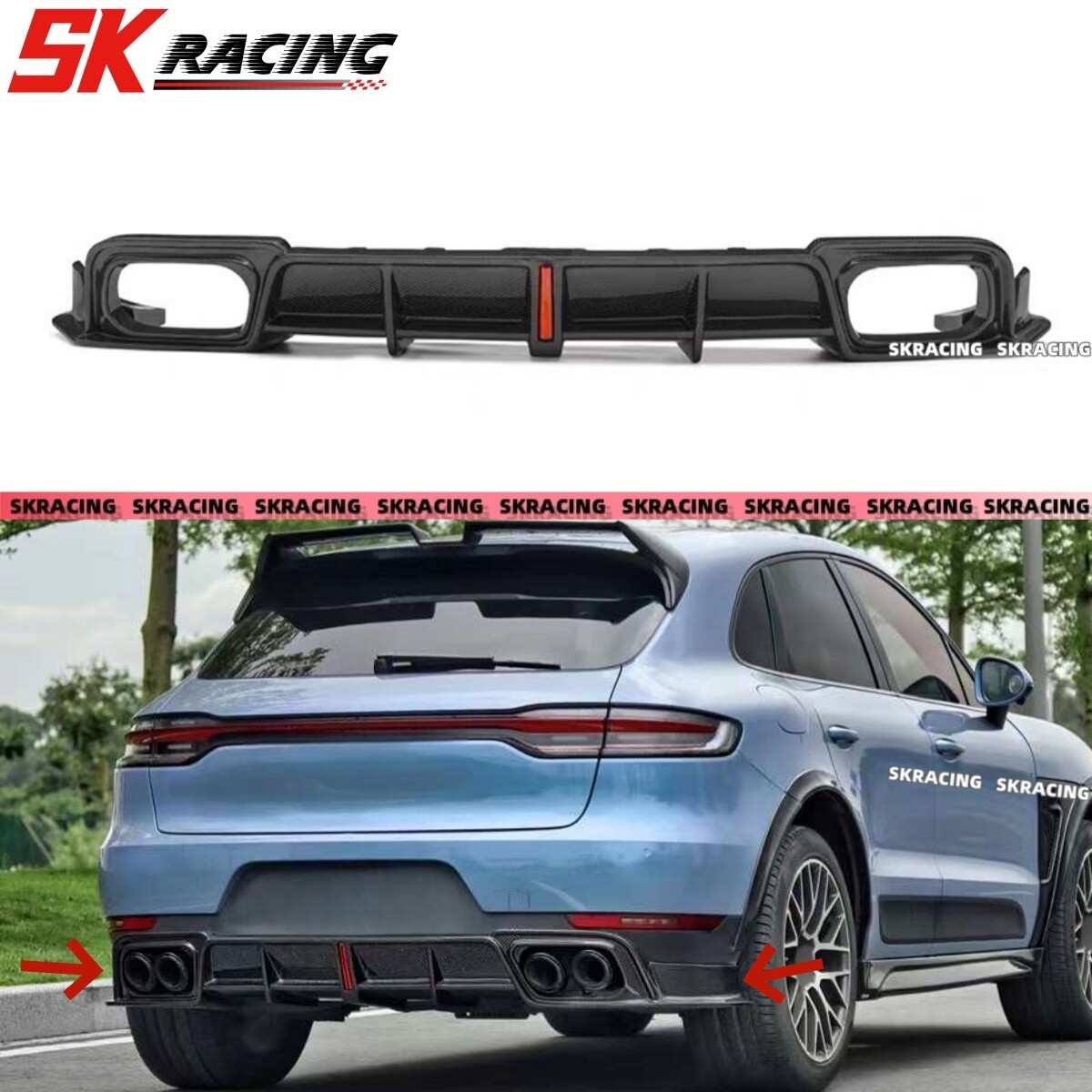 Dry Carbon Fiber Rear Bumper Diffuser Lip Spoiler Fits Porsche Macan ...