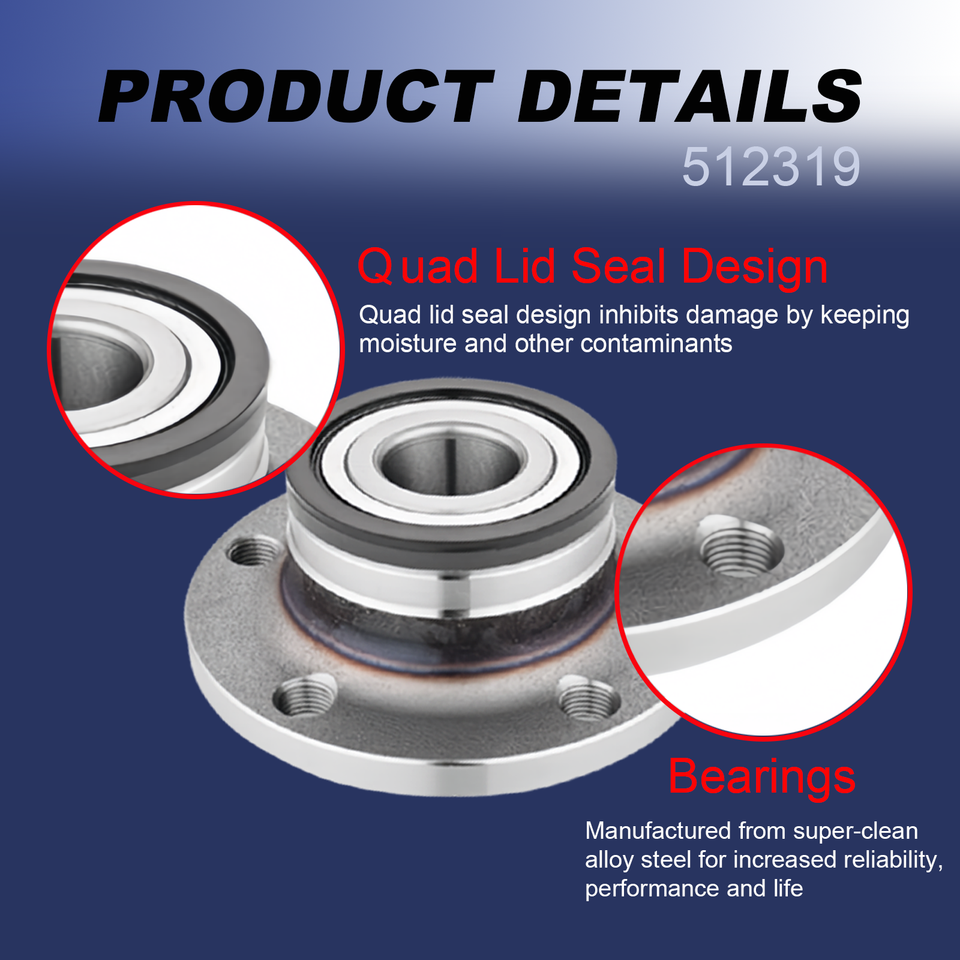 2PCS Rear Wheel Hub & Bearing for 2006 2007 2008 2009 -2013 VW ...