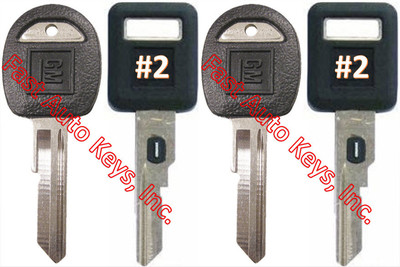 NEW GM Single Sided VATS Ignition Keys #2 (PAIR) + Doors/Trunk OEM Keys ...