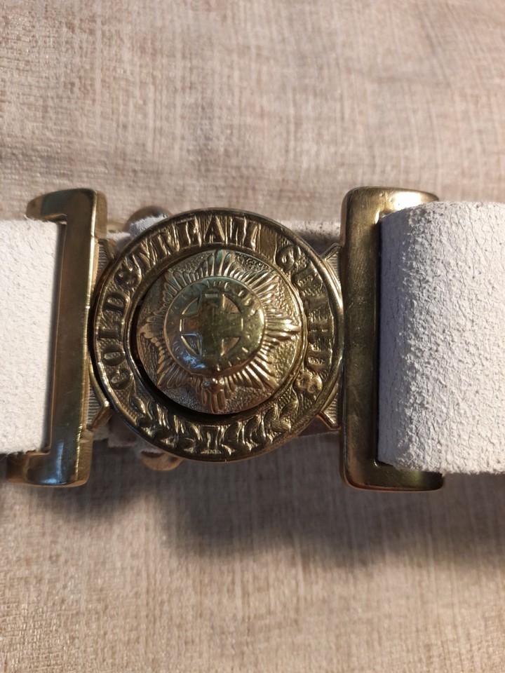 Coldstream Guards White Leather Parade Belt & Brass Buckle 44" waist ...