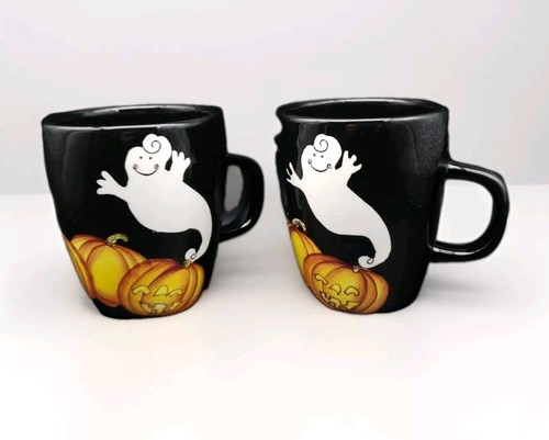 2x Gates Ware Halloween Coffee Tea Cups Mugs Ghost Pumpkin Black | eBay