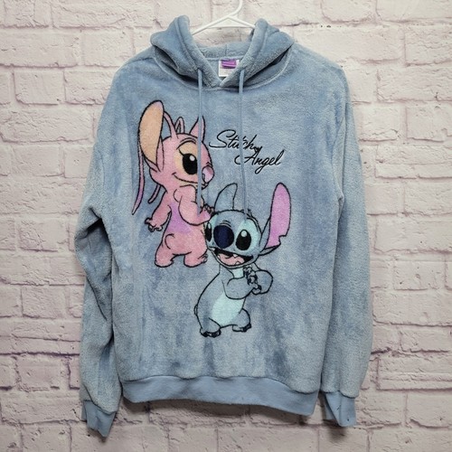 Disney Stitch & Angel Fleece Hoodie Adult Size M Soft Pullover Cute ...