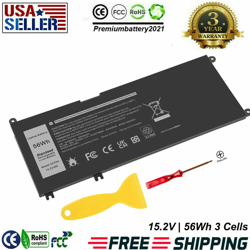 33YDH Battery For Dell Latitude 3380 3480 3490 3580 3590 Inspiron 7577 ...