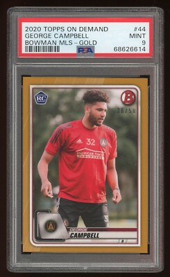 2020 Topps Bowman MLS George Campbell Gold #/50 PSA 9 MINT | #44 CF ...