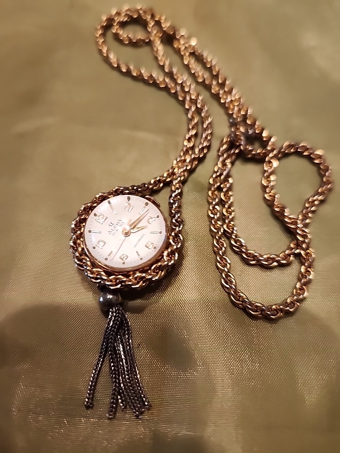 Vintage Alpha 17 Jewels Incabloc Watch Gold Cameo Nec… - Gem