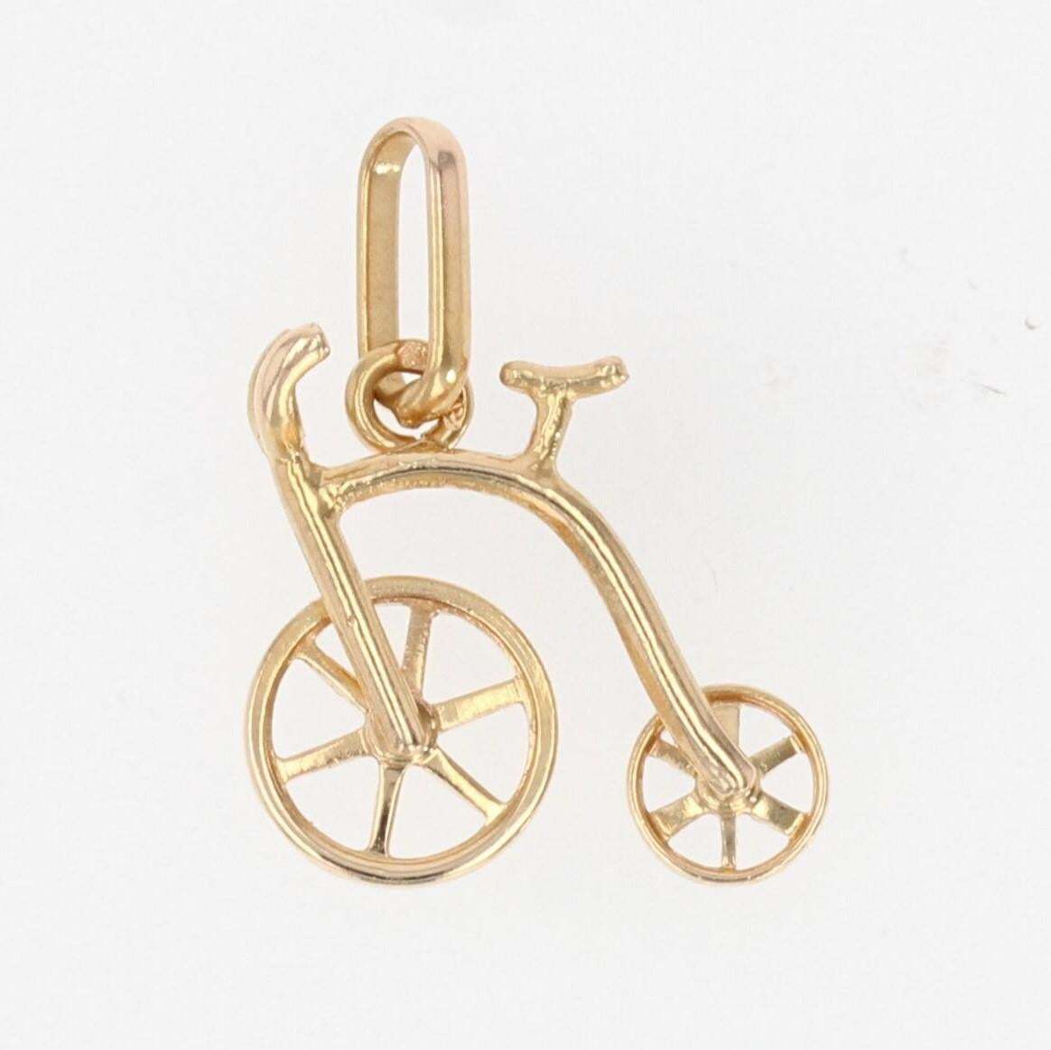 1960s 18 Karat Yellow Gold Bicycle Charm Pendant - Gem