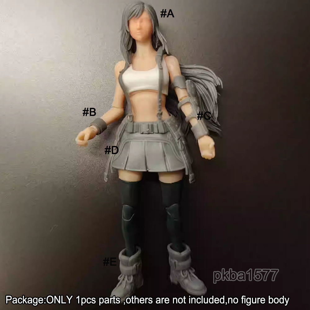 Unpainted 1/18 Tifa Head Armor Skirt Shoes For 3.75'' Planet Green ...