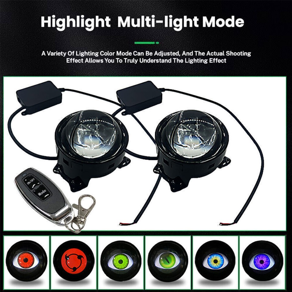3 Inch Car Dynamic Devil Eyes Lights 12v Car Remote Control Eyes ...