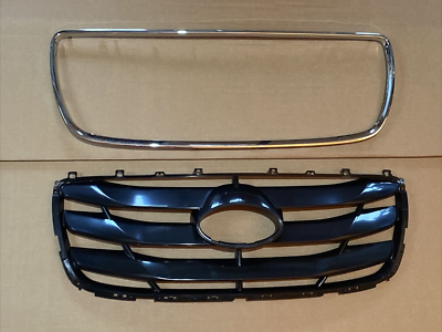 2PC Set 2010-2012 HYUNDAI SANTA FE Front Bumper Upper Grille w/ Chrome ...