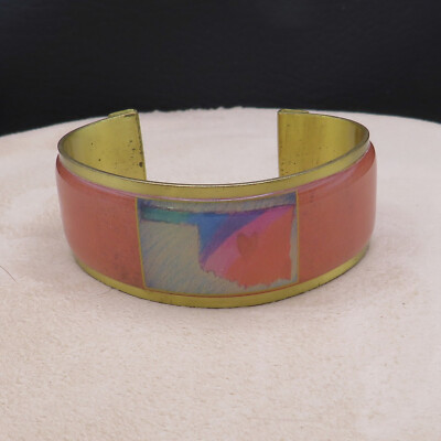 Bold State of Oklahoma Abstract Rustic Cuff Bracelet Enamel and Brass ...