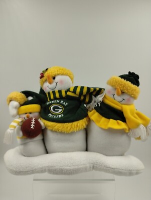 Green Bay Packers Snowman Family 12” X 15” X 6” Free Shipping | eBay