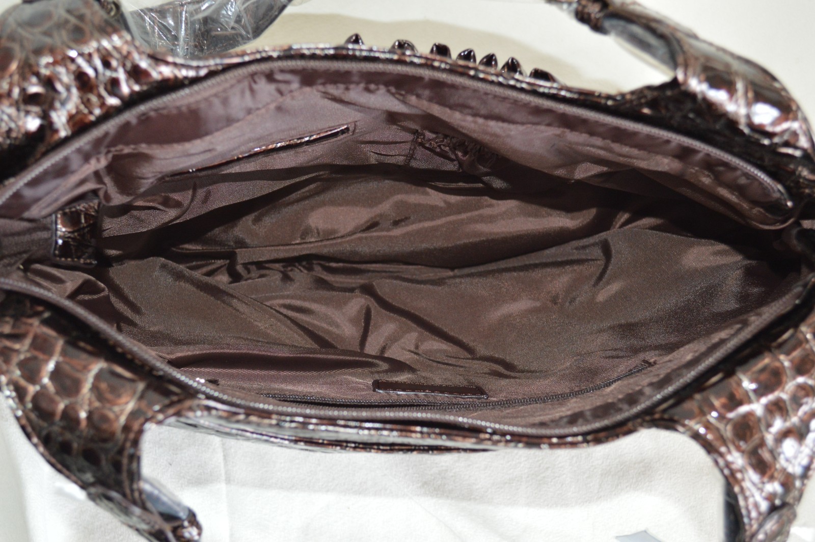 Marco Shoulder Purse Hand Bag Brown Faux Alligator Skin NEW Zip Closure ...