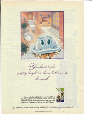 1993 Dow Magazine Print Ad Bathroom Cleaner With Scrubbing Bubbles ...