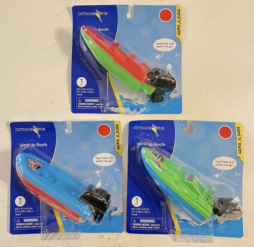 Lot Of 3 Wind Up Boats Outboard Motor Beach Tub Pool Summer Fun Brand ...