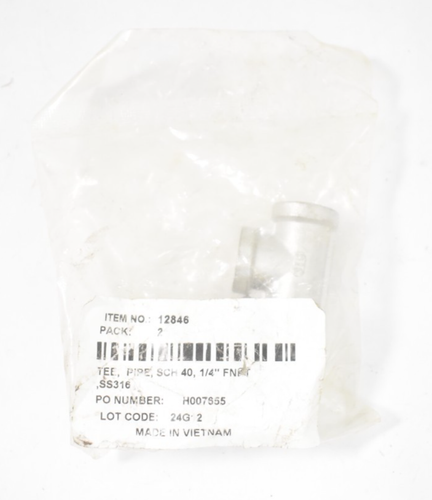 Lot of 2 Pipe Tees SCH40 Stainless Steel 1/4" FNPT 12846 Fittings ...