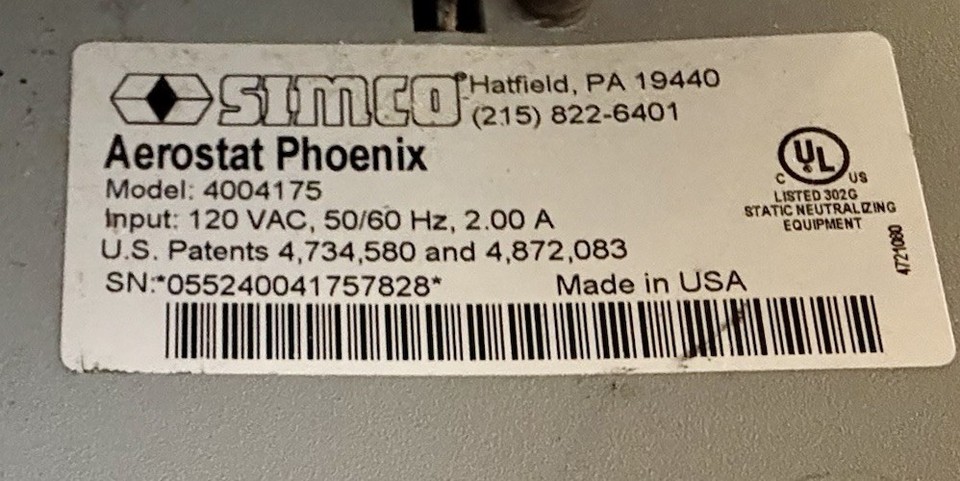 Simco Ion Aerostat 4004175 Ionizing Blower – 120V ESD Anti-Static Fan ...