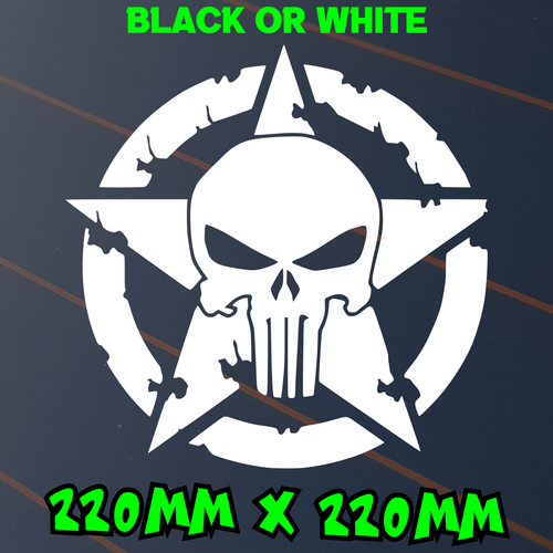 Punisher Army Star Sticker Car Decal Window 4x4 Skull Military JDM BNS ...