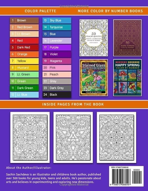100 Mindful Patterns: Color by Number Coloring Book for Adults for ...