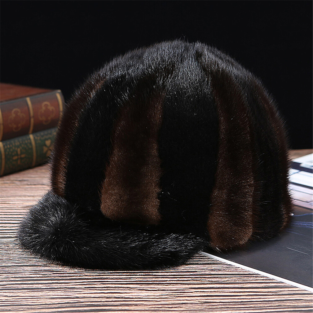 100% Real Mink Fur Hat Thicken Winter Warm Baseball Cap Fashion Peaked ...