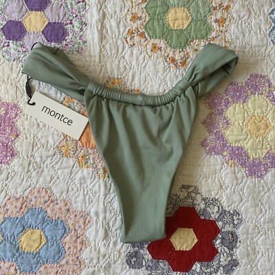 NWT Montce Swim Sage Green Rib Sandra Brazilian Bikini Bottom Women's ...